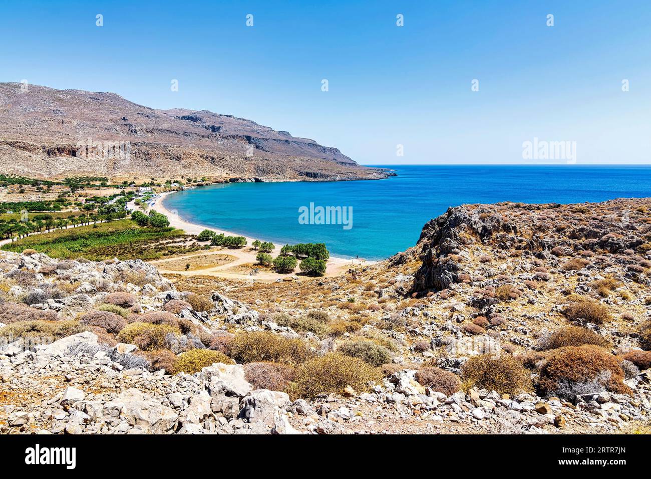 The peaceful village of Kato Zakros in the eastern part of Crete with a ...