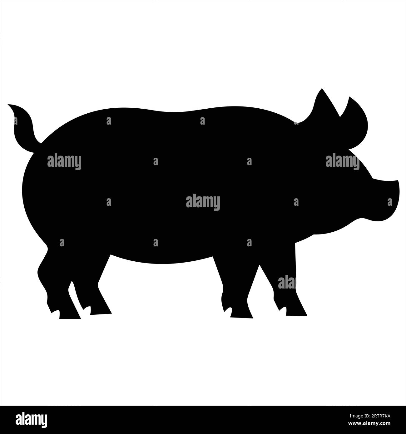 Simple vector pig silhouette black solid color Stock Vector Image & Art ...