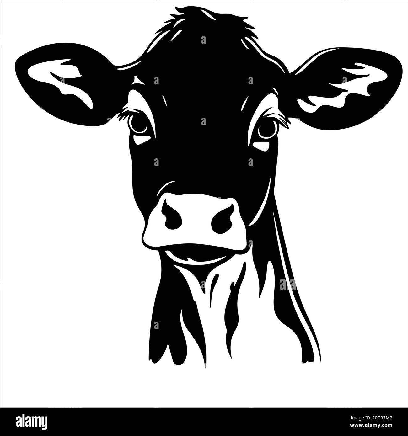Simple vector cow hand drawn animal silhouette Stock Vector Image & Art ...