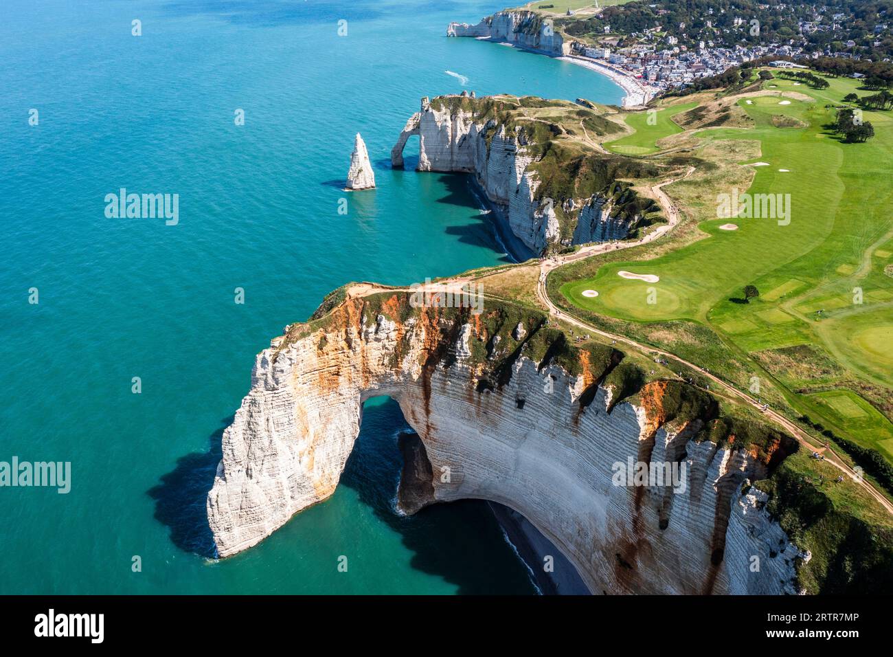Beautiful seaside landscape of cliffs on the Normandy coast in France ...