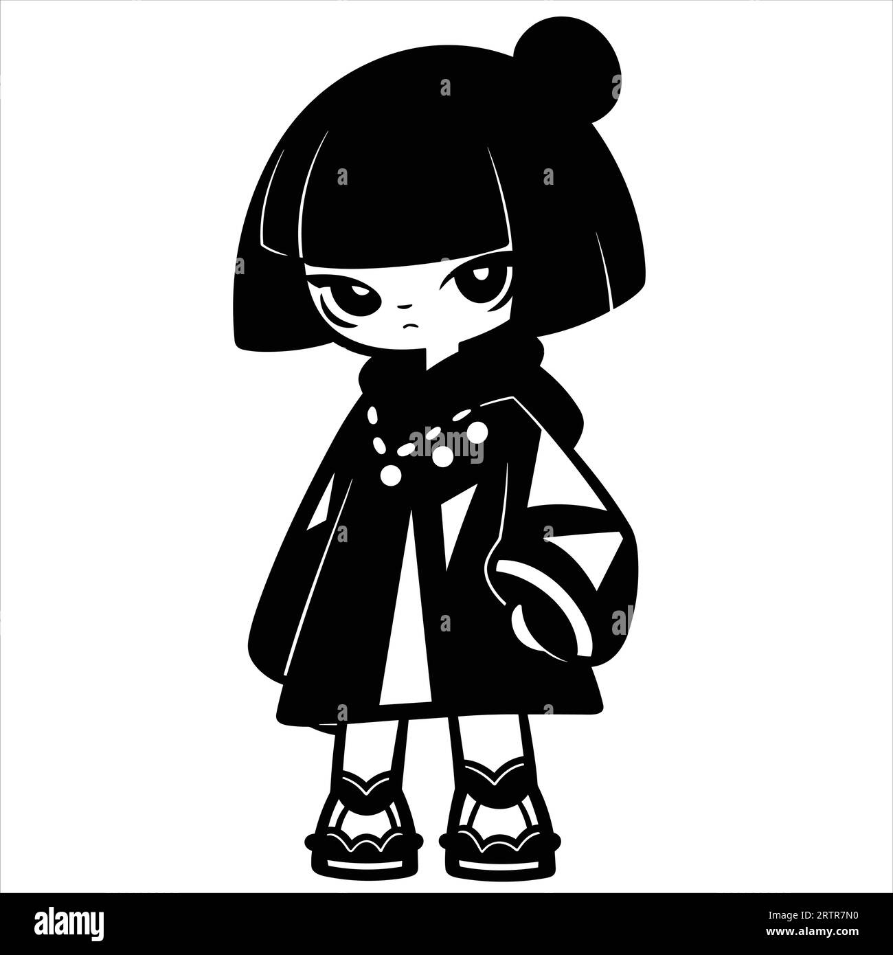 Simple female vector cute chibi fashionable flat vector Stock Vector ...