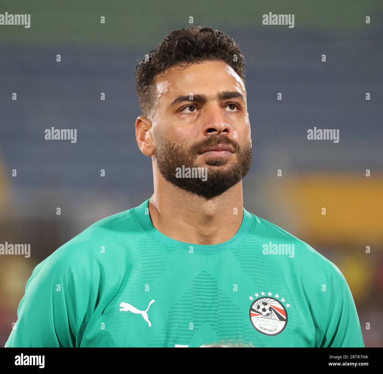 Egypt, Cairo - 12 September 2023 - goalkeeper Gabaski of Egypt head ...