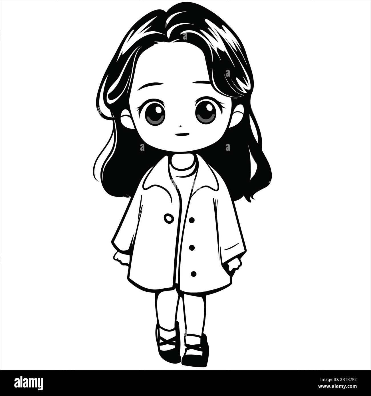 Simple female vector cute chibi fashionable flat vector Stock Vector ...