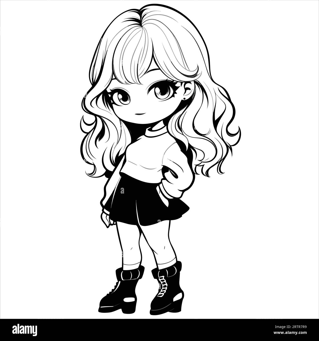 Simple female vector cute chibi fashionable flat vector Stock Vector ...