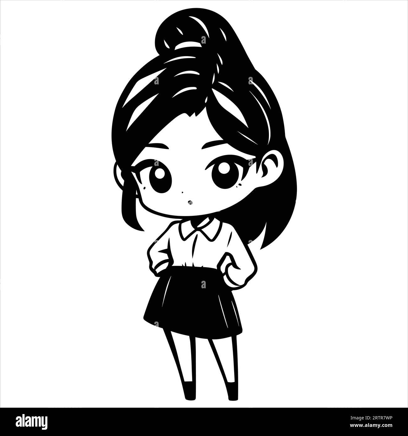 Simple female vector cute chibi fashionable flat vector Stock Vector ...