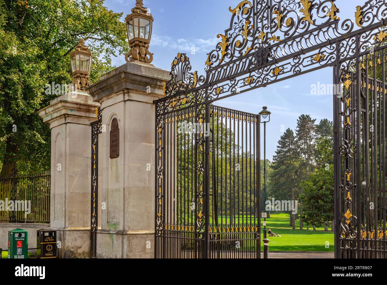 Entrance gates at Mary Stevens Park in Stourbridge, Worcestershire, UK ...
