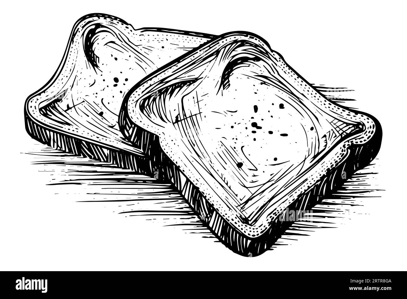 Toast slices sketch. Bread engraving in hand drawn style vector ...