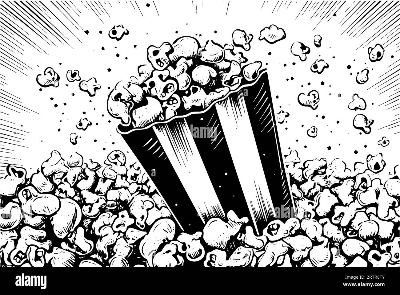 Popcorn explosion engraving ink vector illustration , line art Stock ...
