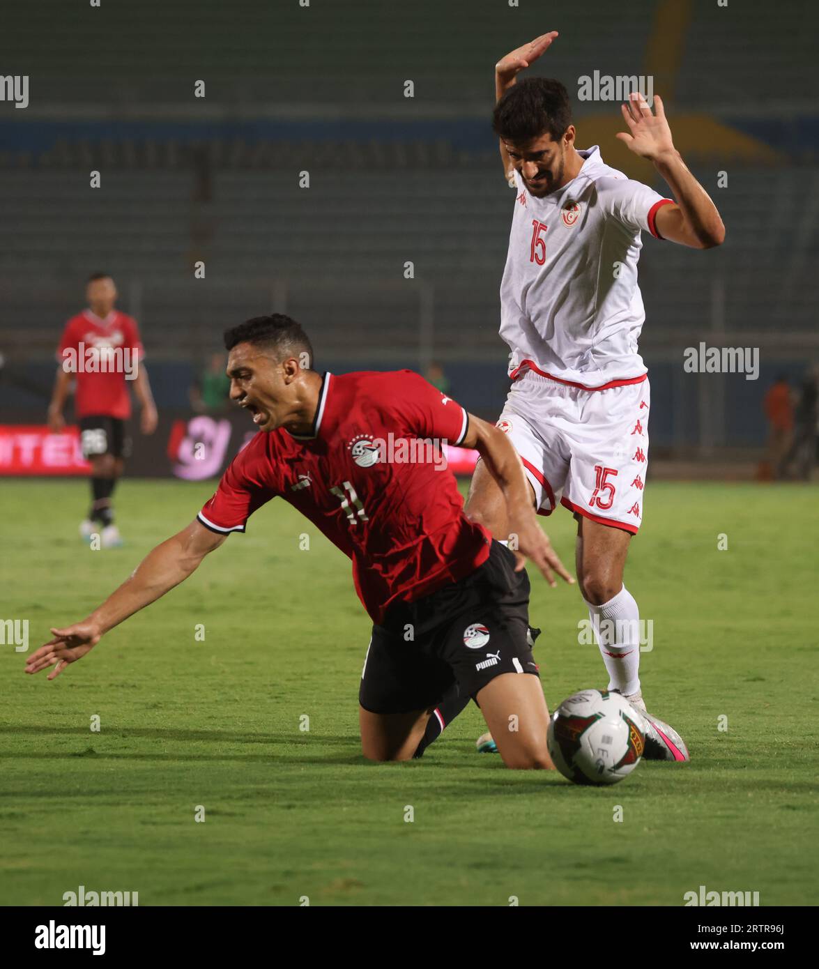 Egypt, Cairo - 12 September 2023 - Mostafa Mohamed of Egypt in home kit ...