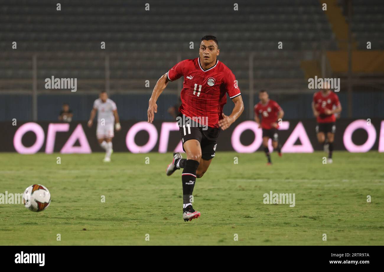 Egypt, Cairo - 12 September 2023 - Mostafa Mohamed of Egypt in home kit ...