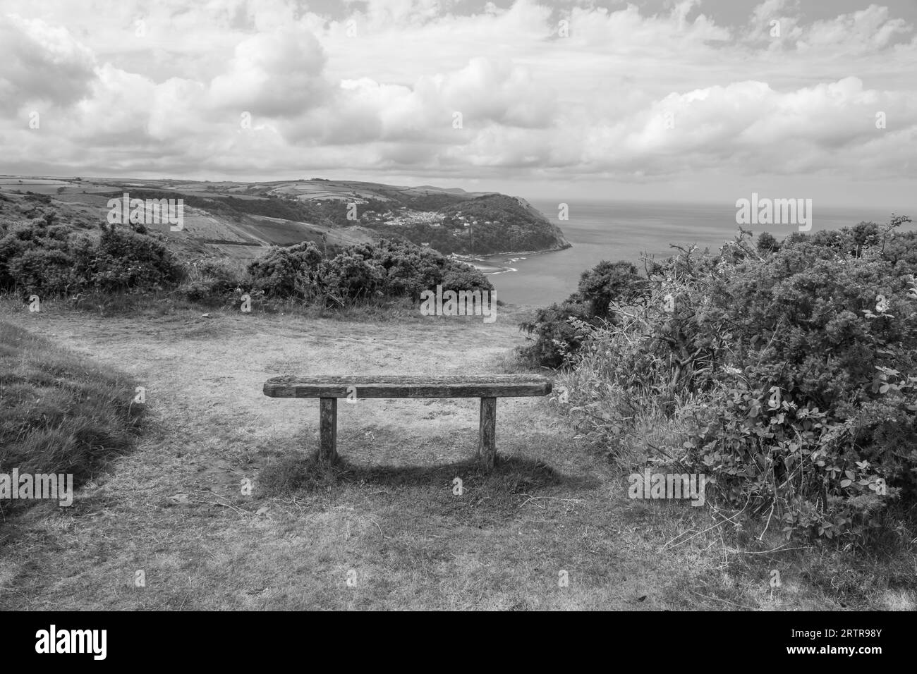 View from Countisbury Hill of Lynton and Lynmouth in Devon Stock Photo ...