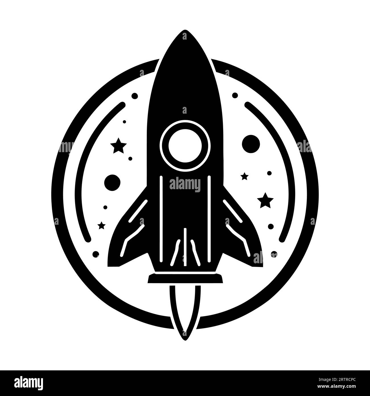 Rocket icon. Black spaceship icon isolated. Rocket launching sign ...
