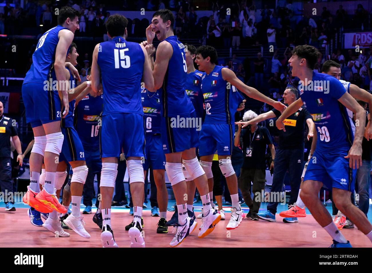 Rome, Italy. 14th Sep, 2023. Italian players celebrate at the end of ...