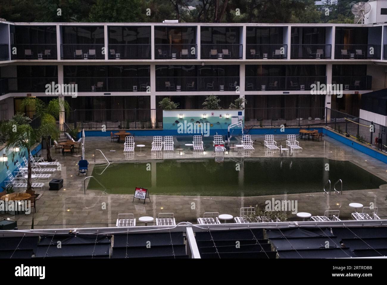Los Angeles, USA. 21 Aug, 2023. Pool flooding after a big storm Stock ...