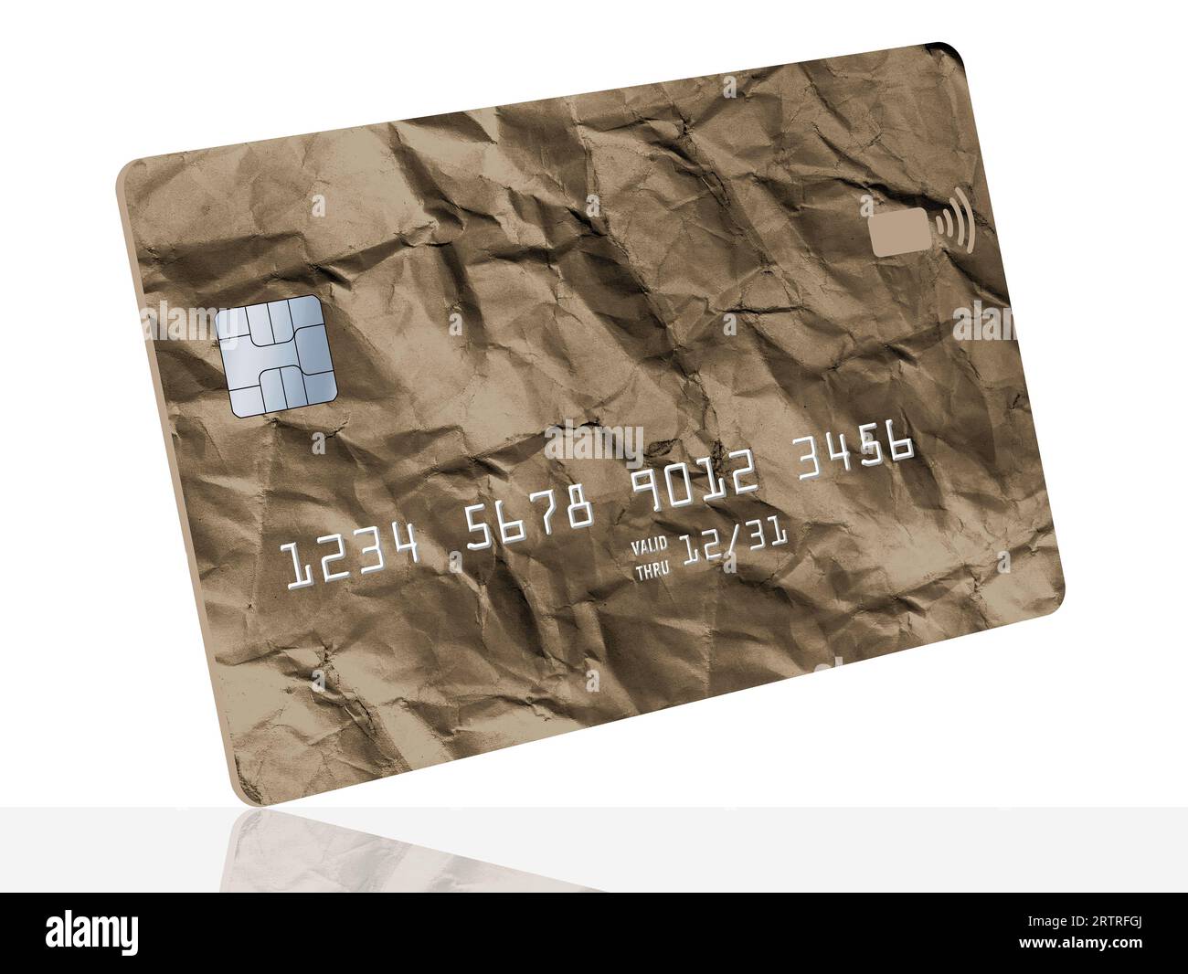 A wrinkled paper design decorates this generic credit card or debit ...