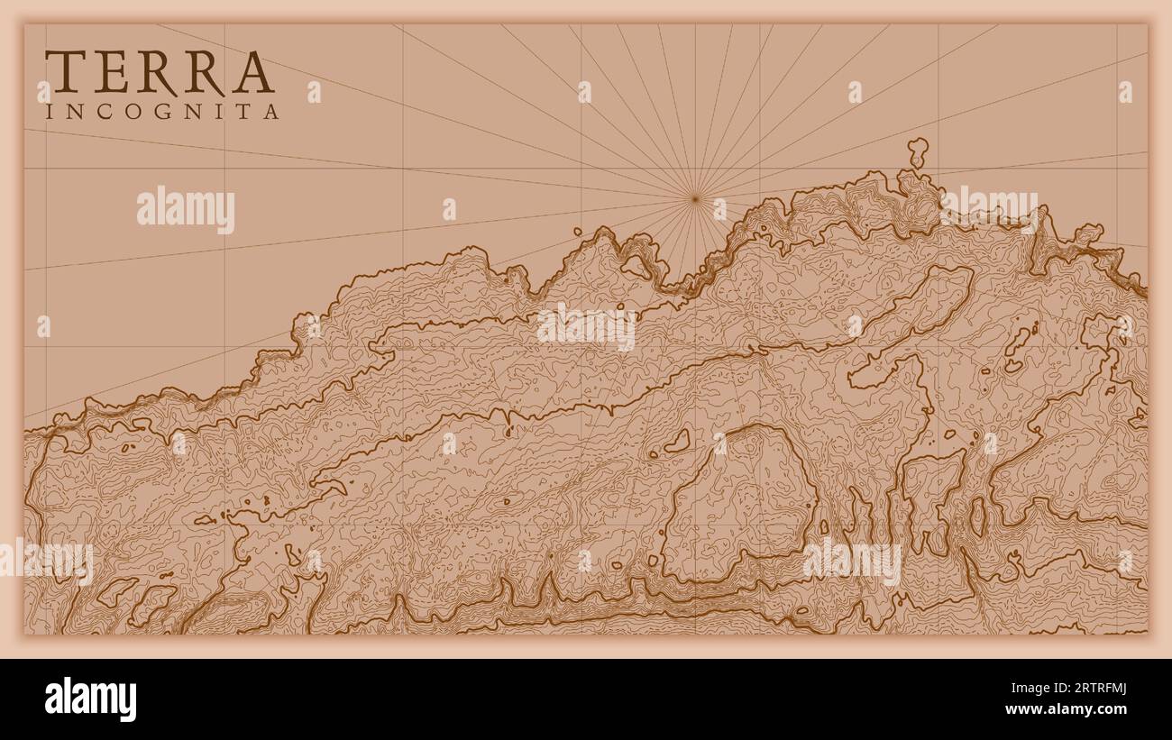 Ancient Abstract Earth Relief Old Map Generated Conceptual Vector Elevation Map Of Fantasy 