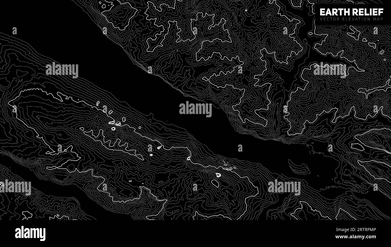 Vector abstract earth relief map. Generated conceptual elevation map ...