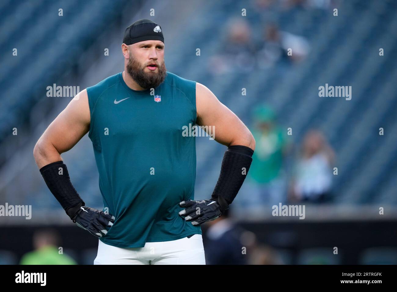 Philadelphia Eagles offensive tackle Lane Johnson (65) warms up before ...