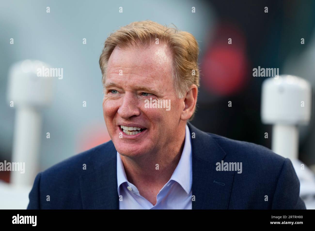 NFL commissioner Roger Goodell watches warm ups before an NFL football ...