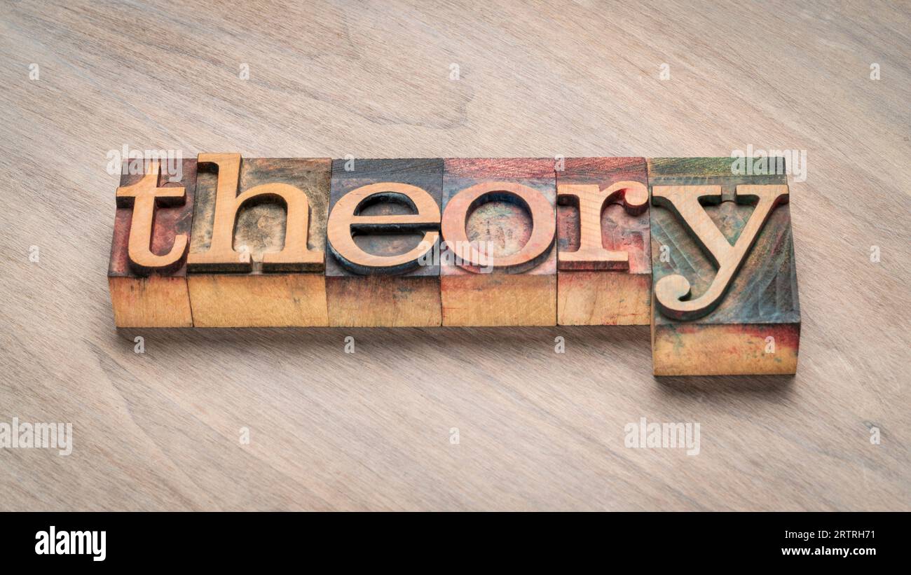 theory word abstract in letterpress wood type, science and education ...