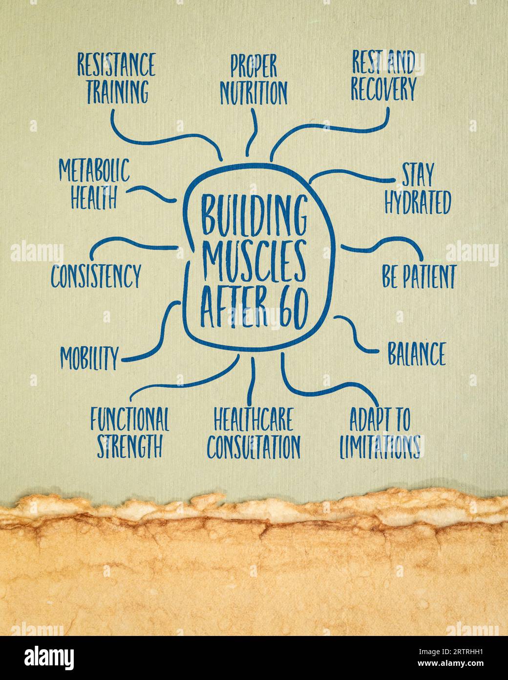 building muscle after 60 - infographics or mind map sketch on art paper ...