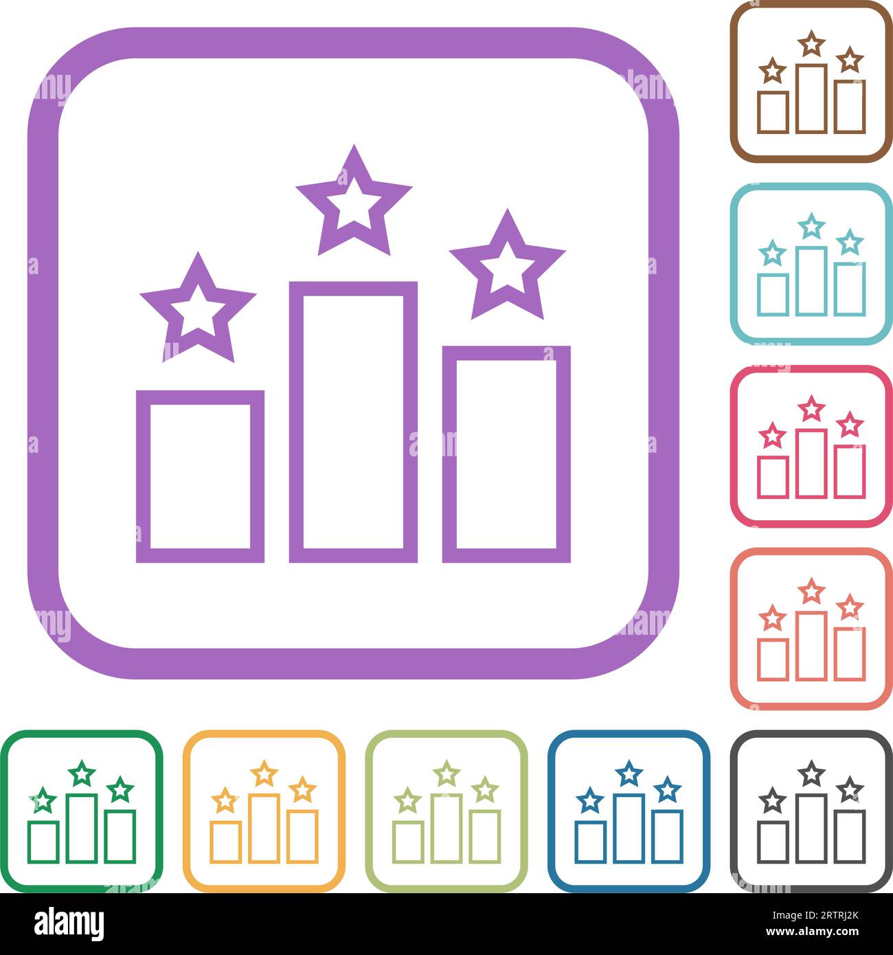 Ranking outline simple icons in color rounded square frames on white background Stock Vector ...