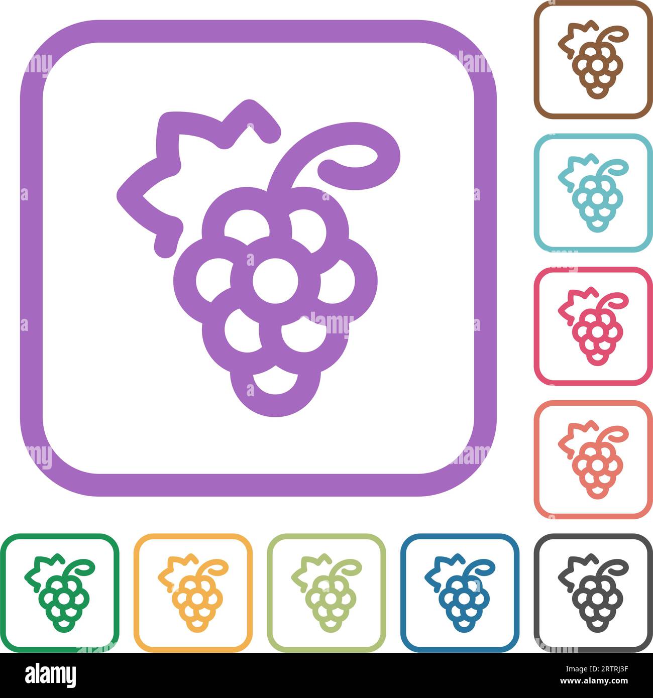 Grapes simple icons in color rounded square frames on white background Stock Vector Image & Art ...