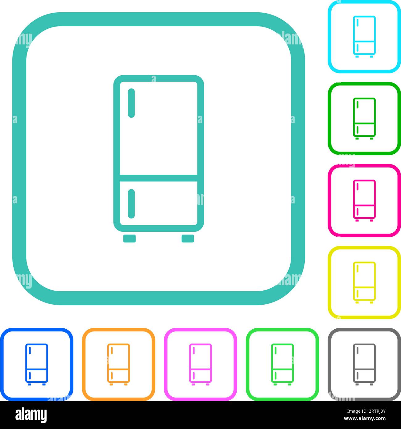 Refrigerator outline vivid colored flat icons in curved borders on ...
