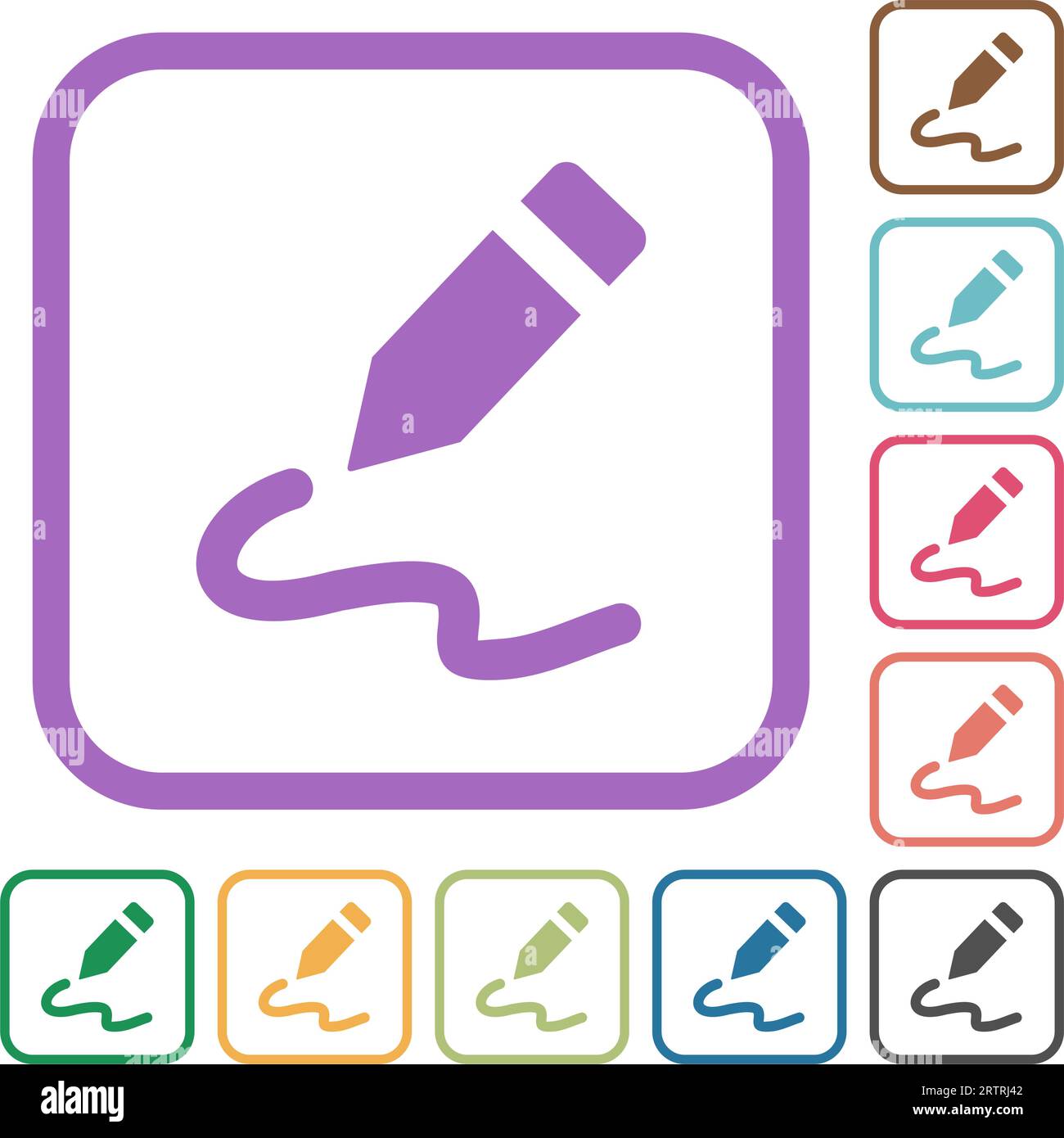 Signature simple icons in color rounded square frames on white ...