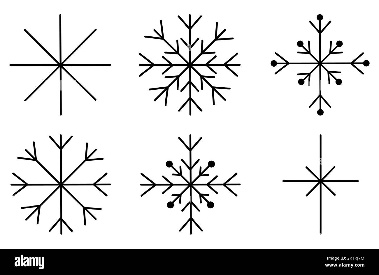 Set of different snowflakes, winter design element, doodle style flat ...