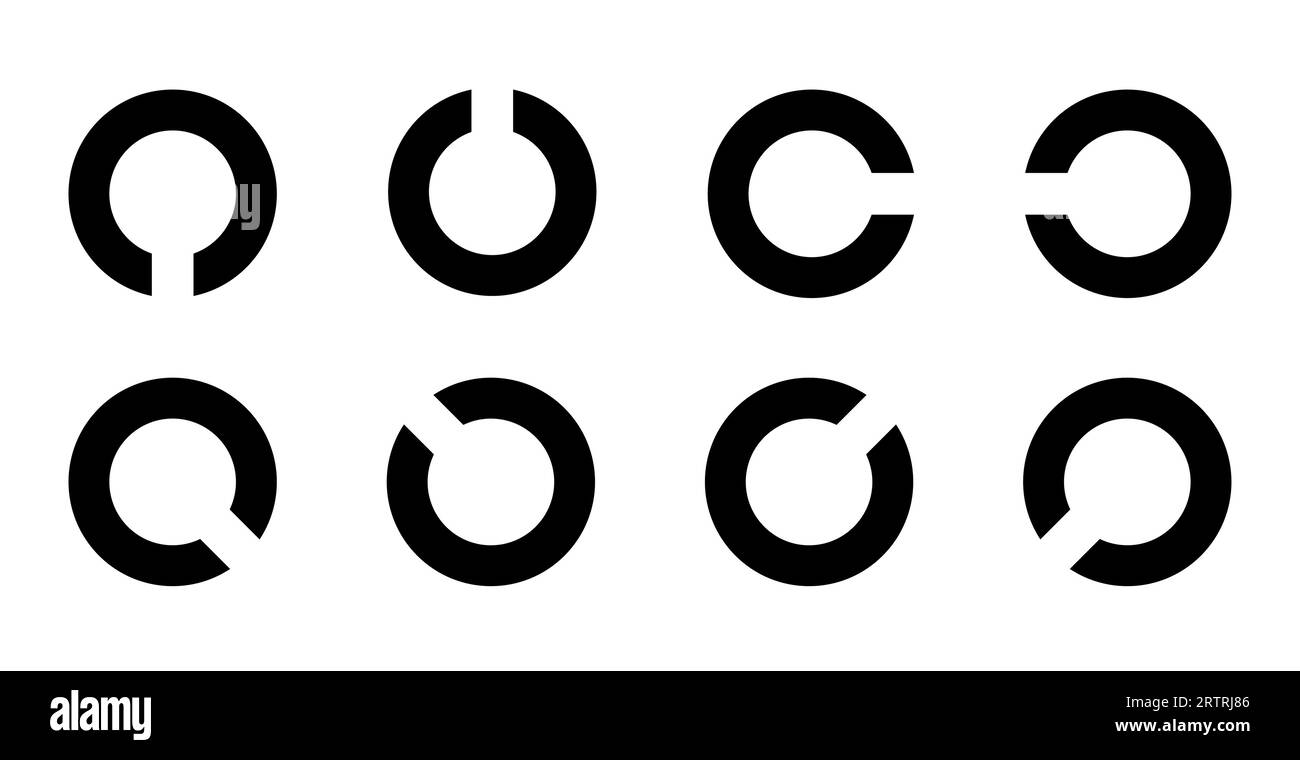 Landolt C Eye Test Chart broken ring medical illustration. Japanese ...