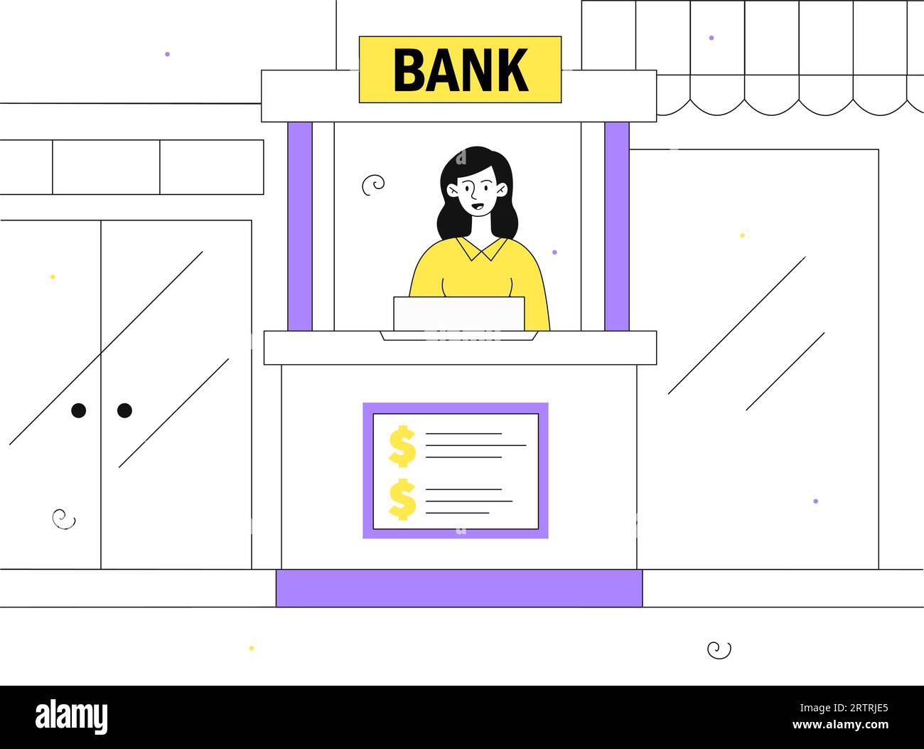 Bank teller vector line concept Stock Vector Image & Art - Alamy