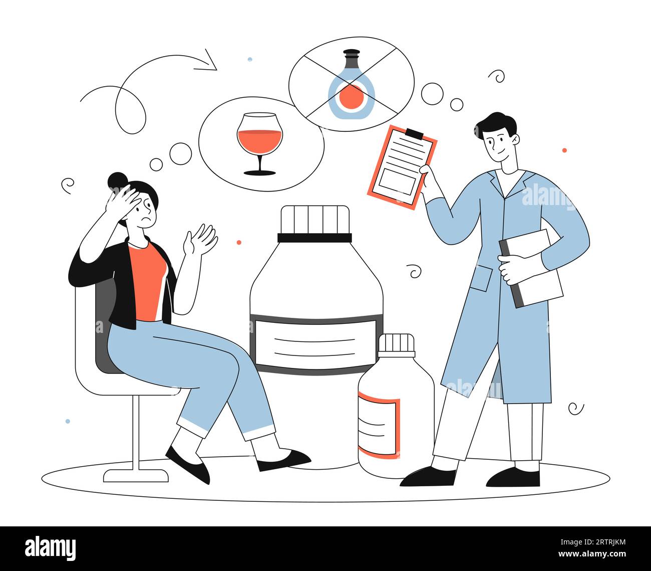 Female alcoholism vector line concept Stock Vector Image & Art - Alamy