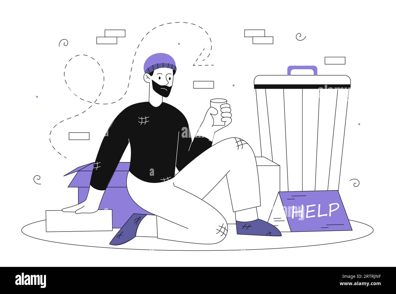 Homeless man vector line concept Stock Vector Image & Art - Alamy