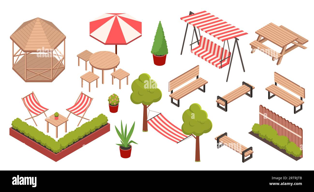 Isometric garden furniture vector set Stock Vector Image & Art - Alamy