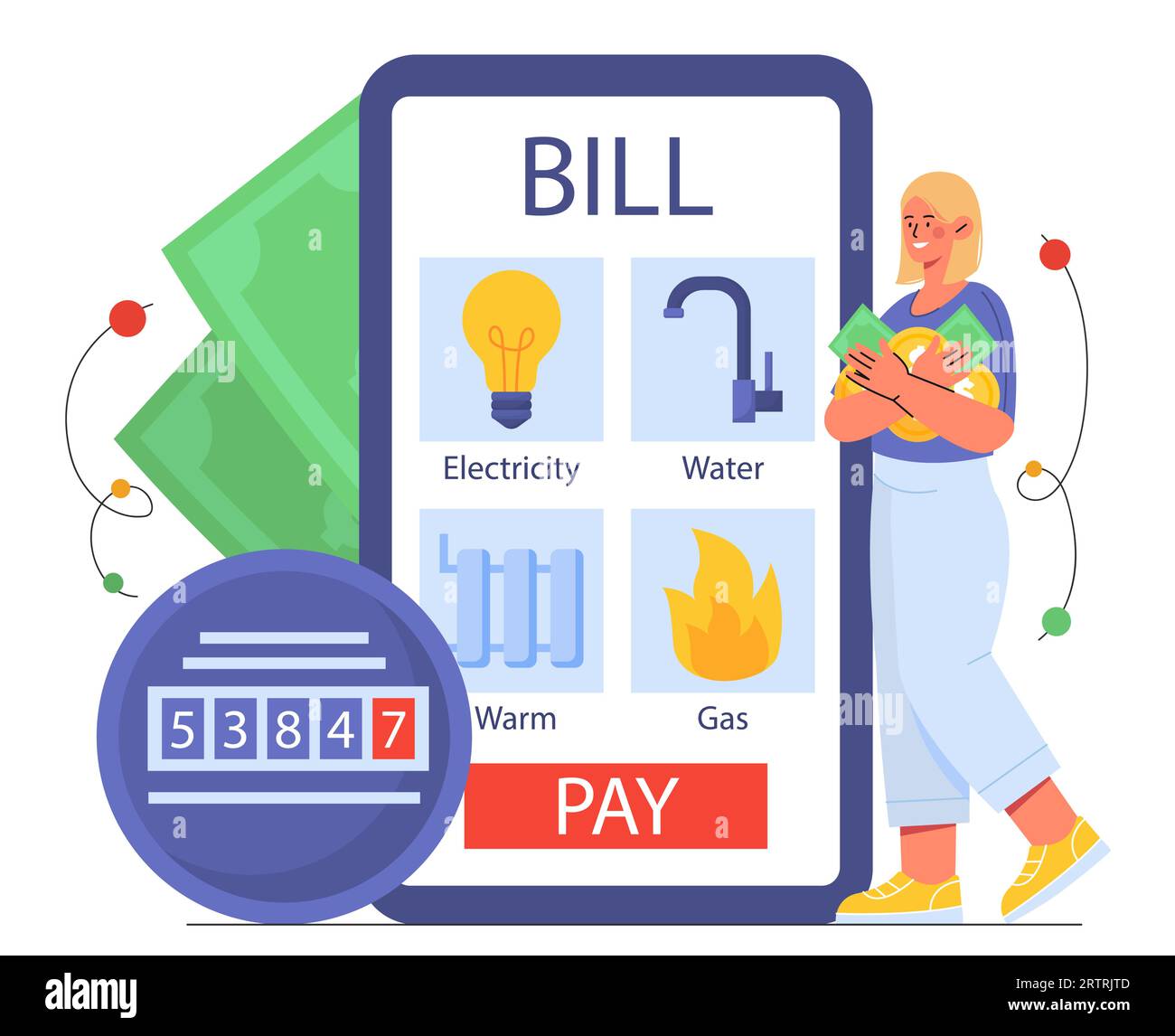 Woman water meter bill Stock Vector Images - Alamy