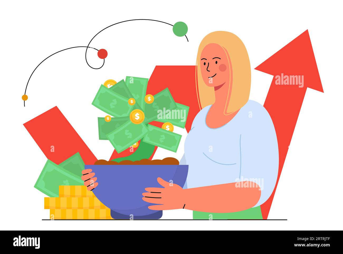 Woman growing money Stock Vector Images - Alamy