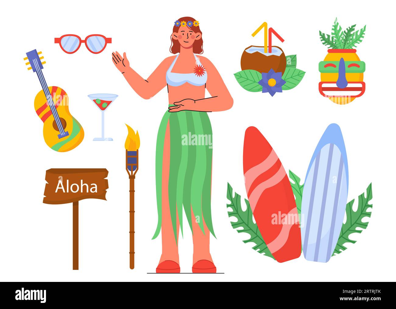 Set of hawaiian objects vector Stock Vector Image & Art - Alamy