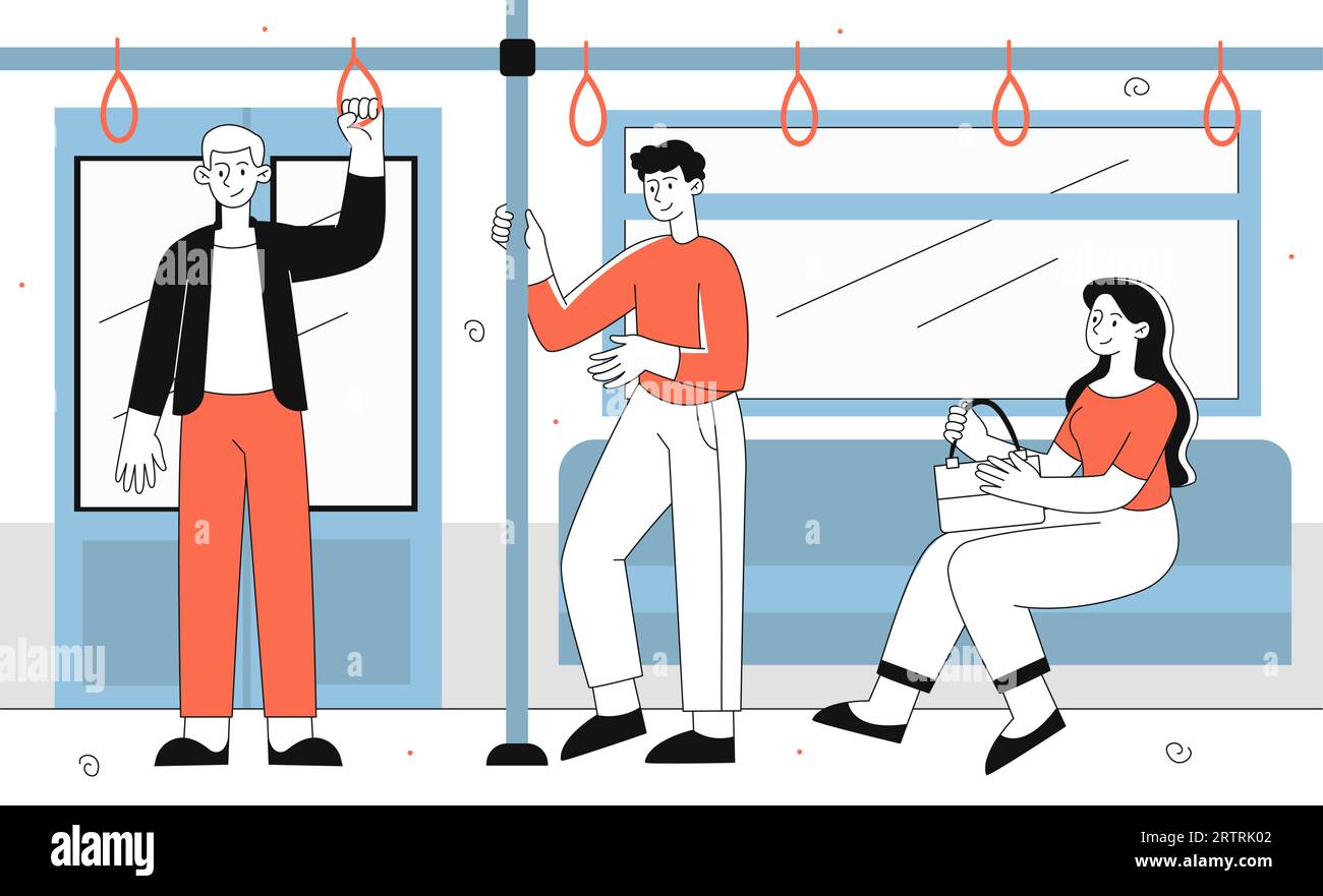 Modern metro train interior in Stock Vector Images - Alamy