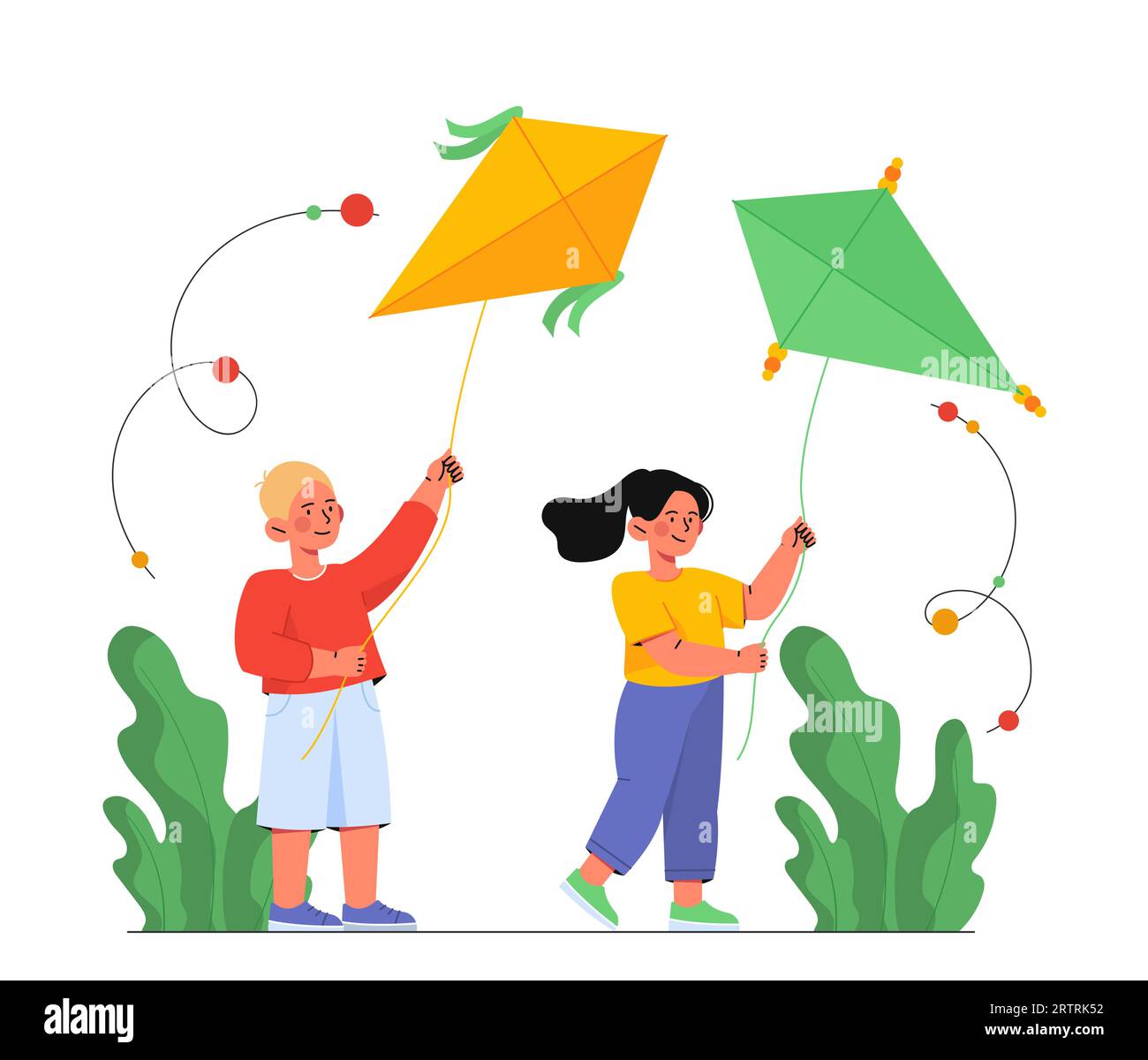 Kids plays with kites vector concept Stock Vector Image & Art - Alamy