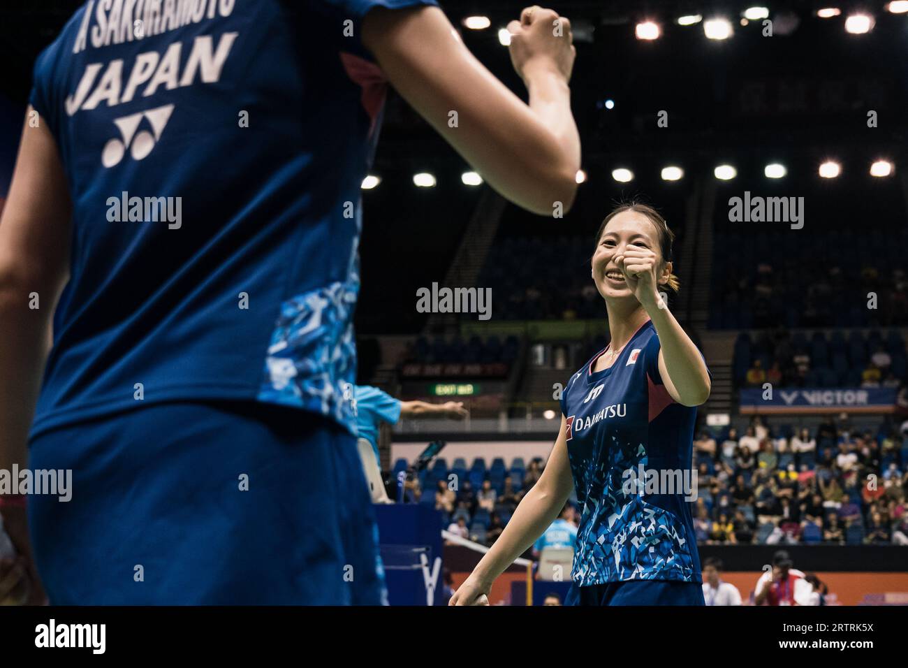 Hong Kong, China. 14th Sep, 2023. Rena Miyaura, Ayak Sakuramoto of Japan exult during the Women ...