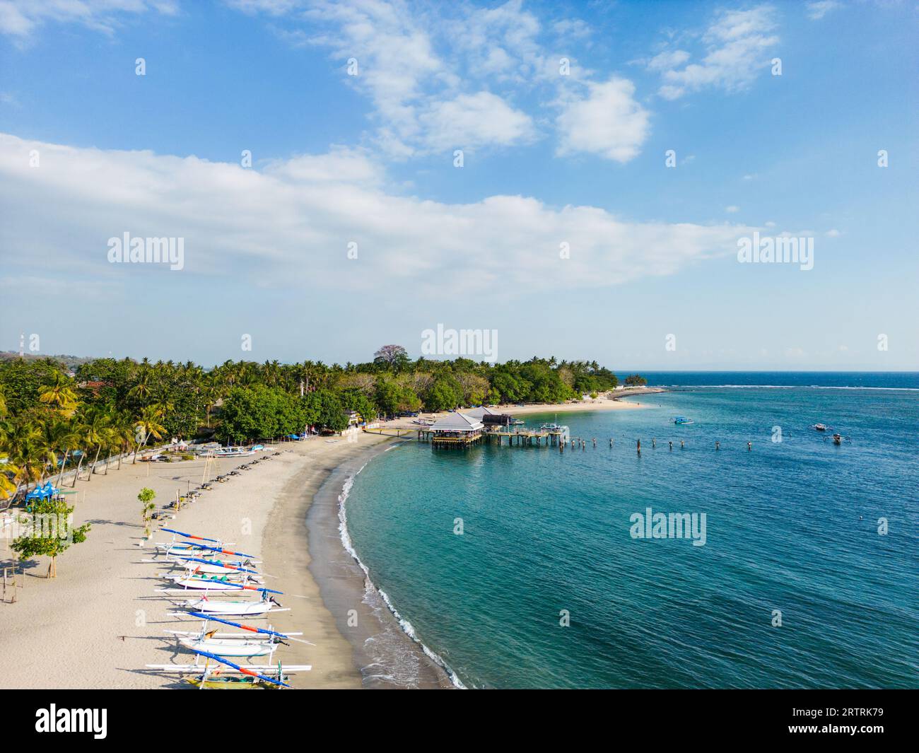 Senggigi beach aerial landscape by drone in Lombok, Indonesia. Popular ...