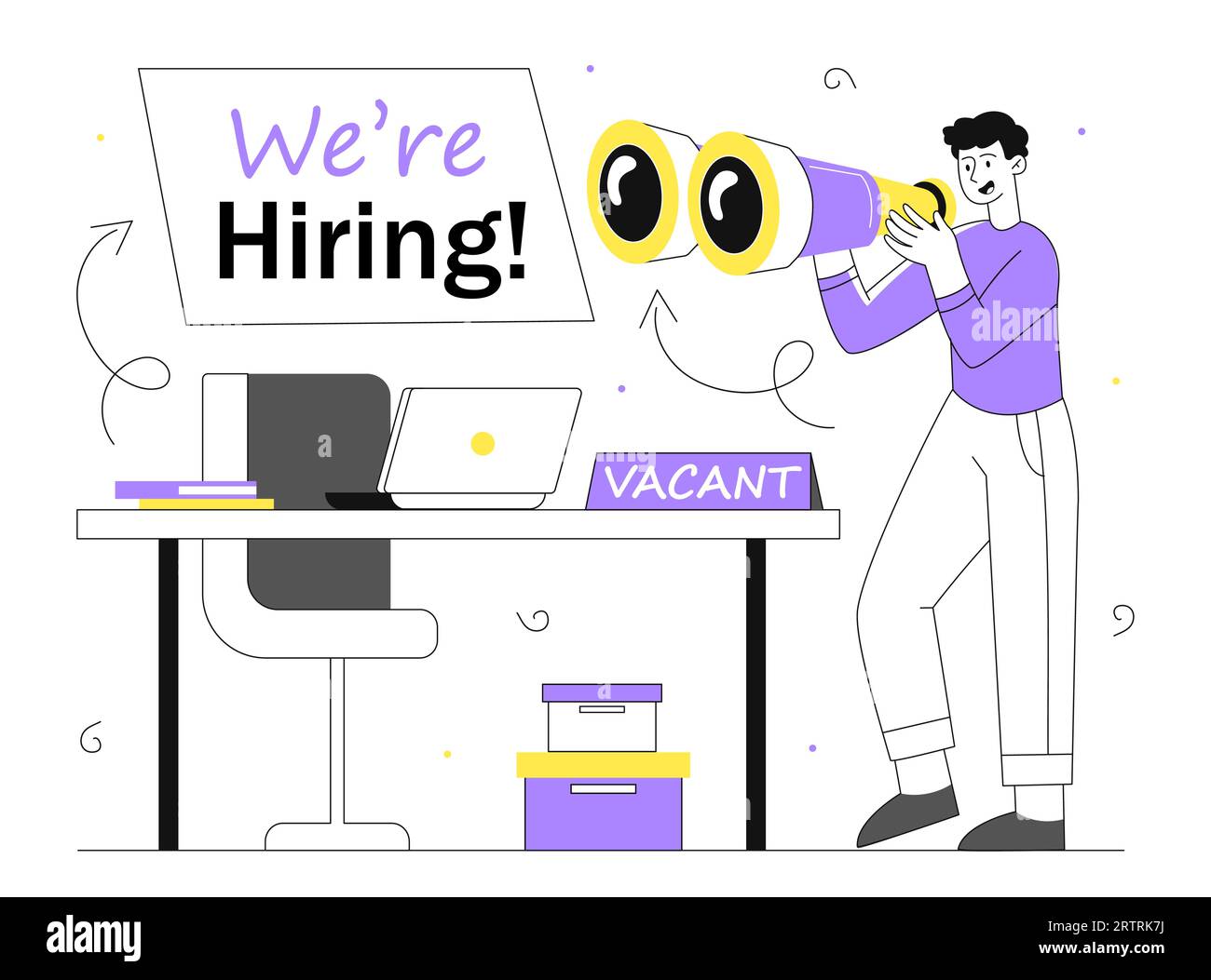 Man With Vacancy Vector Line Concept Stock Vector Image And Art Alamy