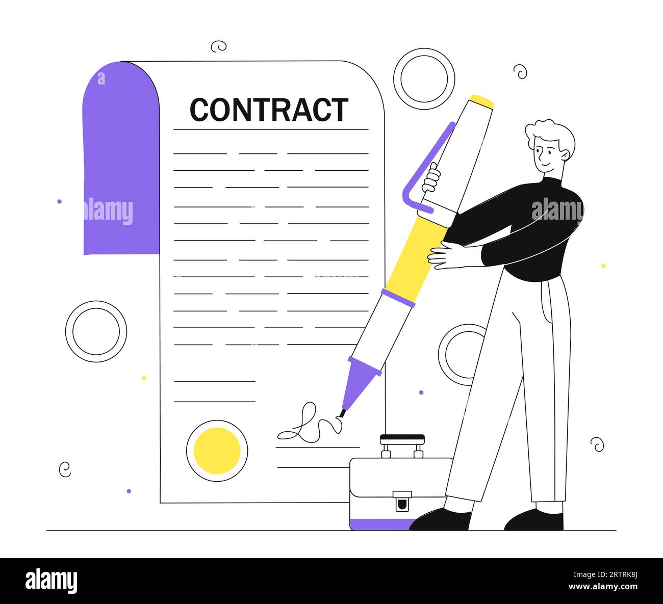 Man signing contract vector line concept Stock Vector Image & Art - Alamy