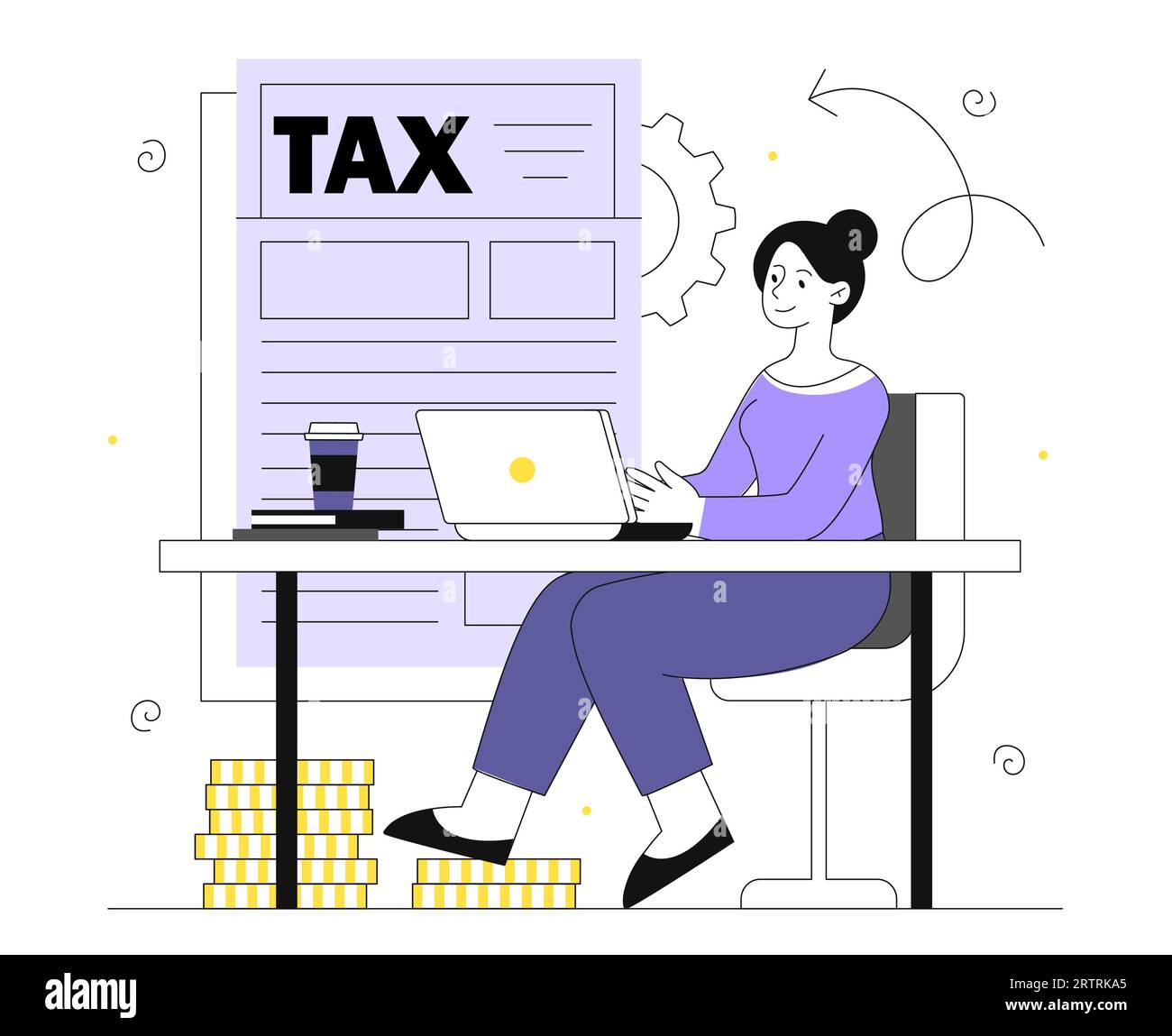 Woman with tax line vector concept Stock Vector Image & Art - Alamy