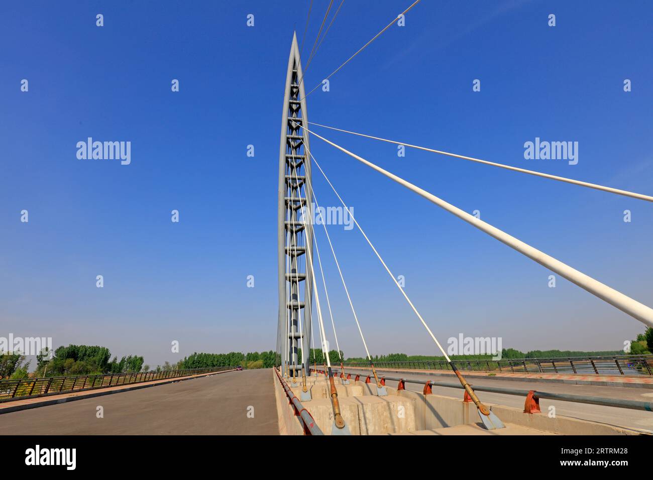 Construction landscape of steel beam cable-stayed cable Stock Photo - Alamy