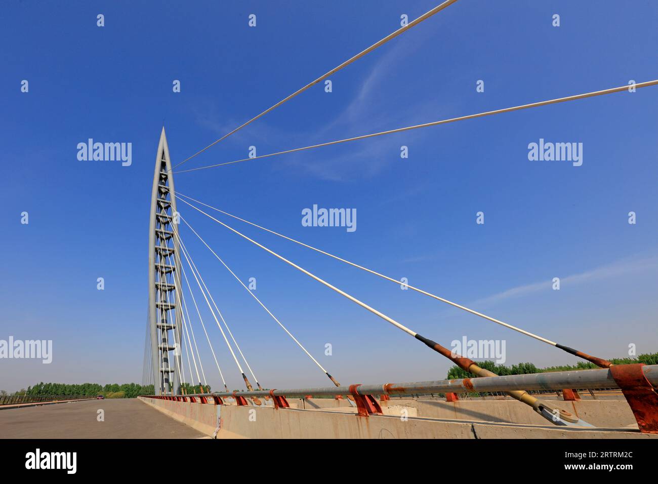 Construction landscape of steel beam cable-stayed cable Stock Photo - Alamy