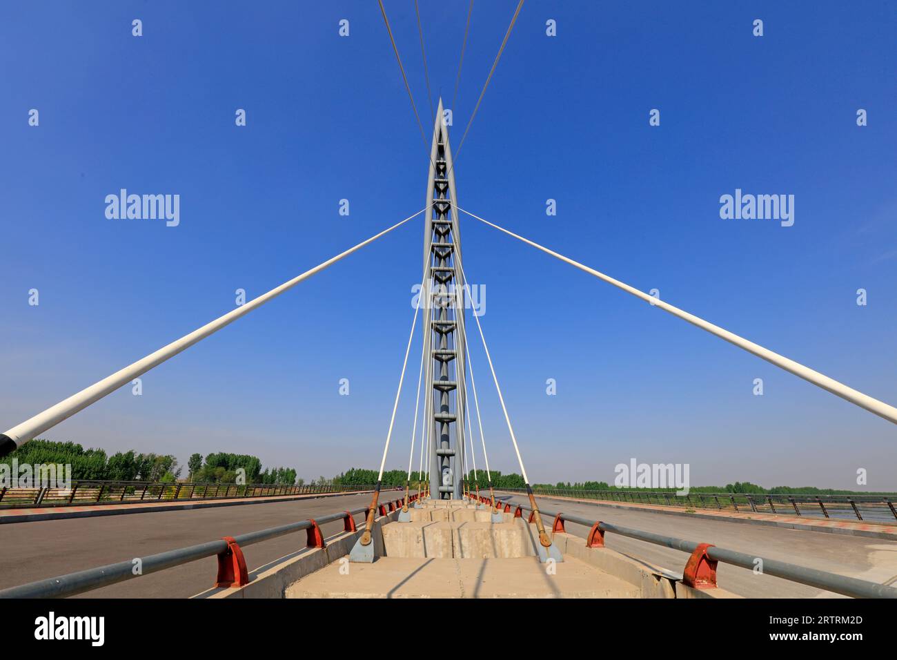 Construction landscape of steel beam cable-stayed cable Stock Photo - Alamy