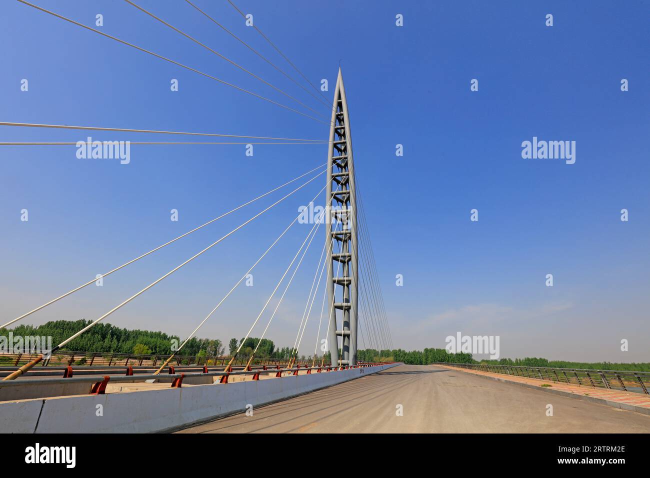 Construction landscape of steel beam cable-stayed cable Stock Photo - Alamy