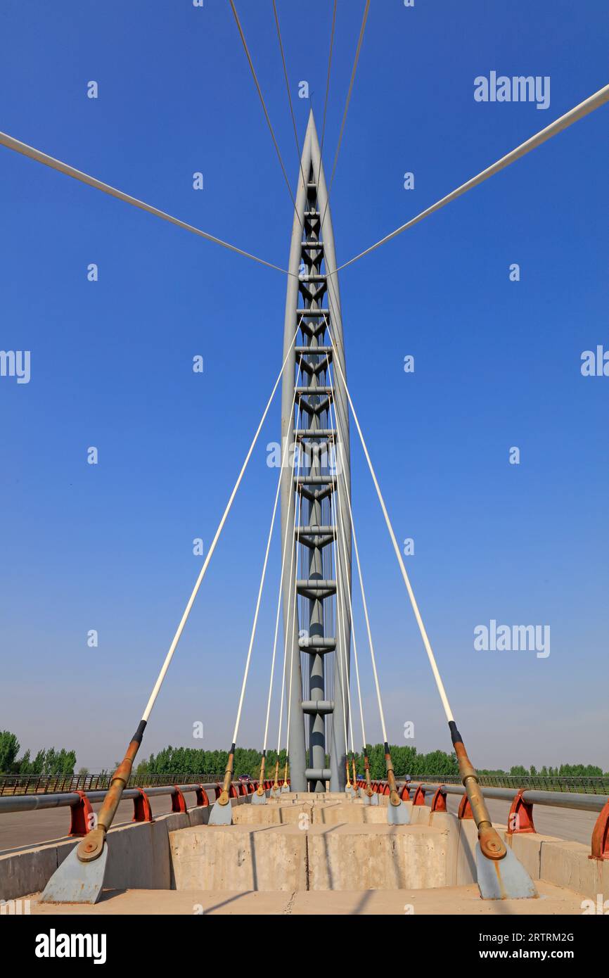 Construction landscape of steel beam cable-stayed cable Stock Photo - Alamy